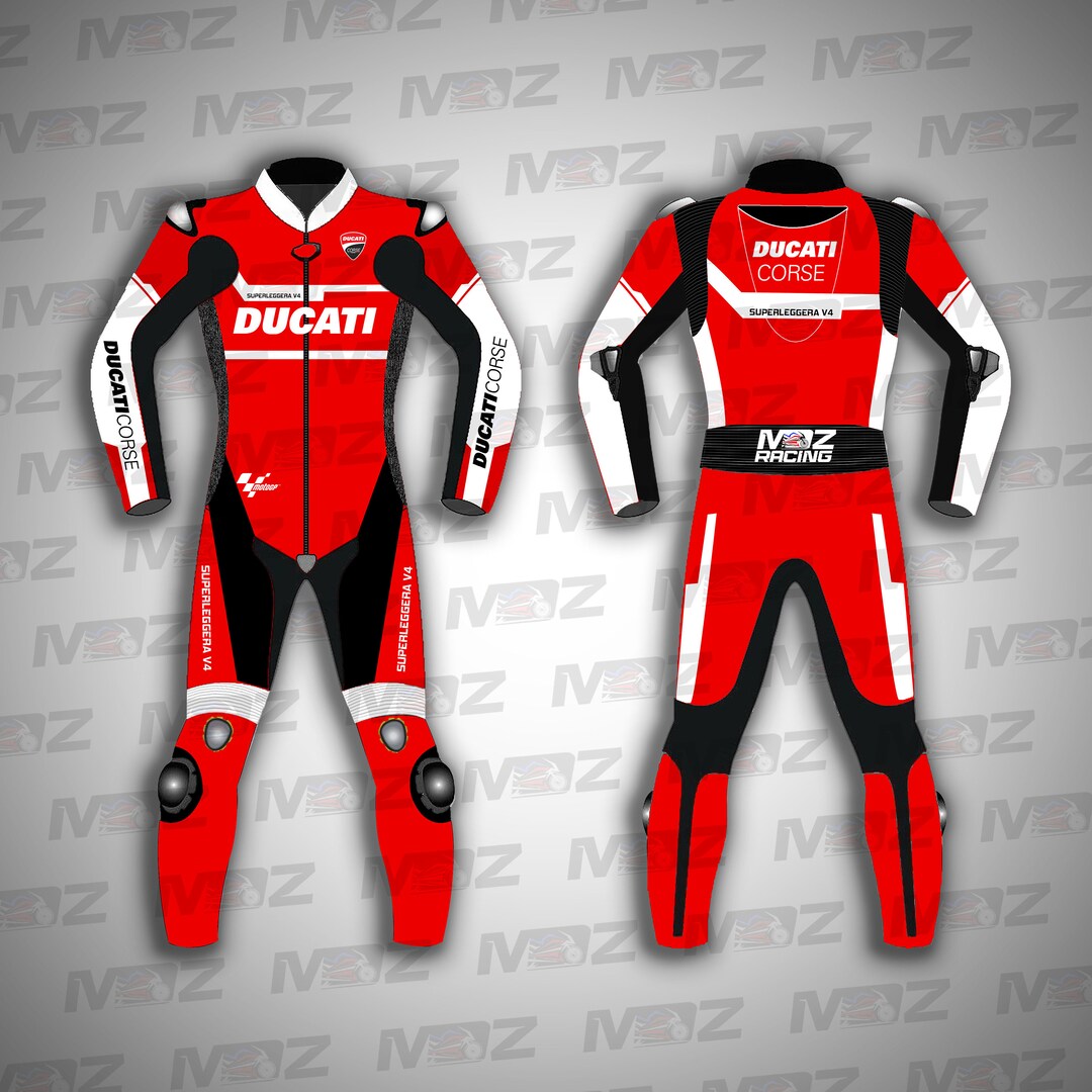 Ducati Red Motorbike Leather Racing Suit, Biker Men's Motorcycle Gear ...