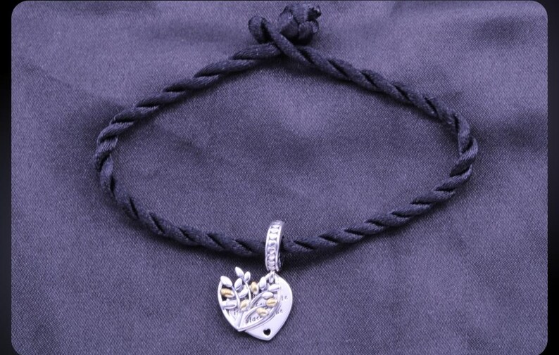 NEW Pandora Two-toned Family Tree Heart Dangle Charm W/ Threaded Rope ...