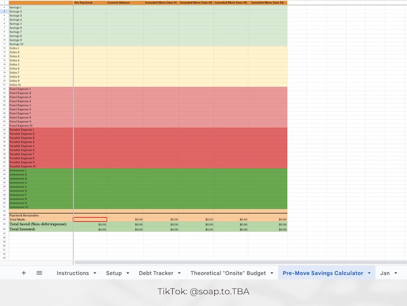 Ultimate Moving Budget Spreadsheet: Plan, Save, Track Paychecks, Debt ...