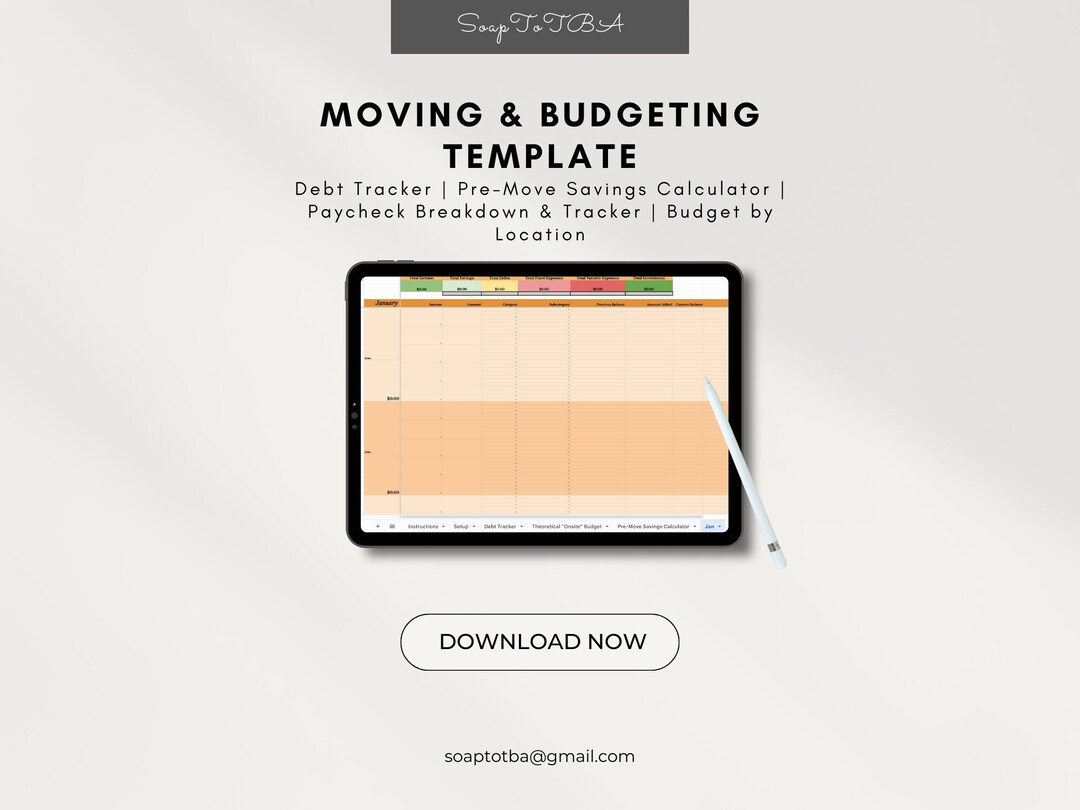 Ultimate Moving Budget Spreadsheet: Plan, Save, Track Paychecks, Debt ...