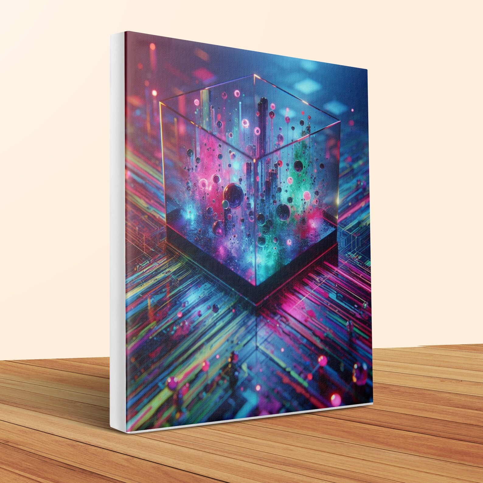 Abstract Neon Cyber Art, Futuristic Sci-fi Wall Art, Vibrant AI ...