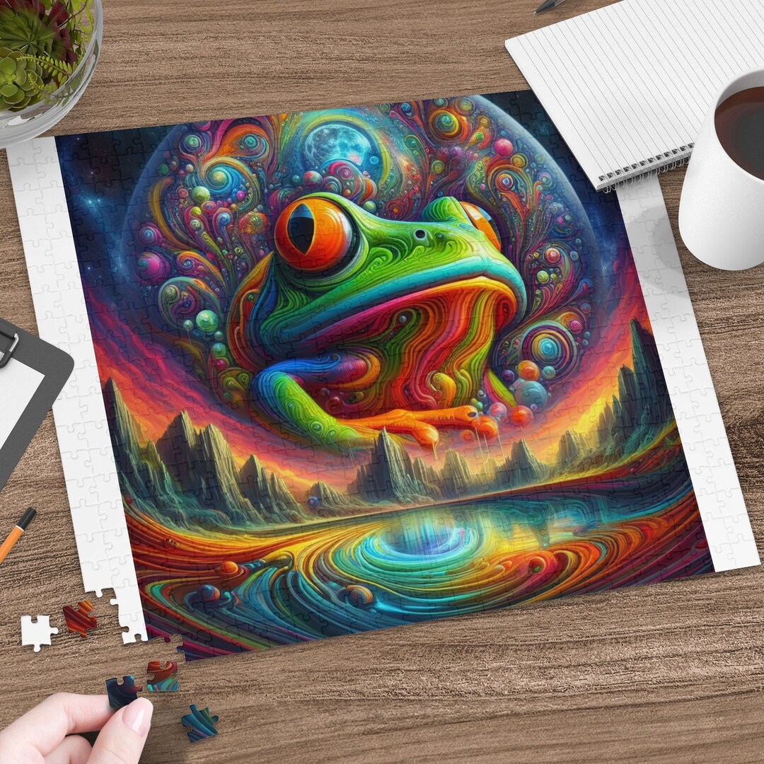 Psychedelic Frog Wall Art, Trippy Frog Artwork, Fantasy Nature Scene ...
