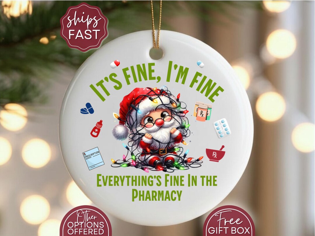 Funny Christmas Santa Pharmacy Ornament, Gift for Pharmacist Forxmas ...
