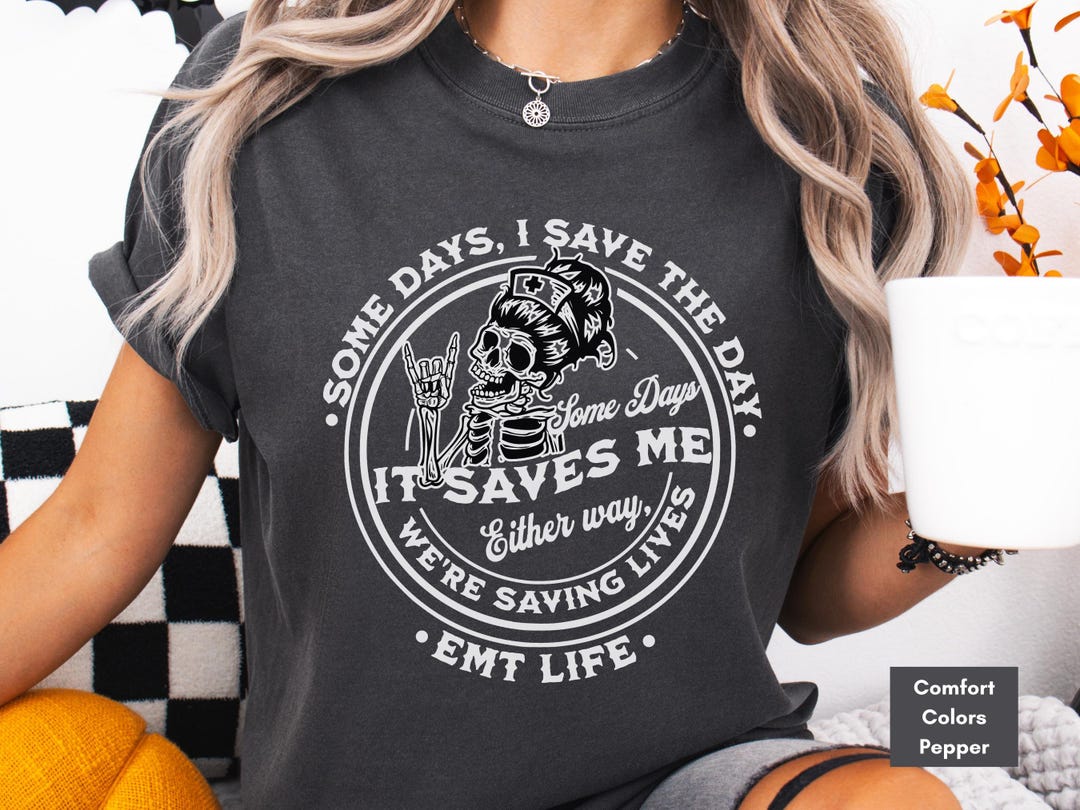 Funny Skeleton EMT Halloween Shirt, First Responder Tshirt, Gift for ...