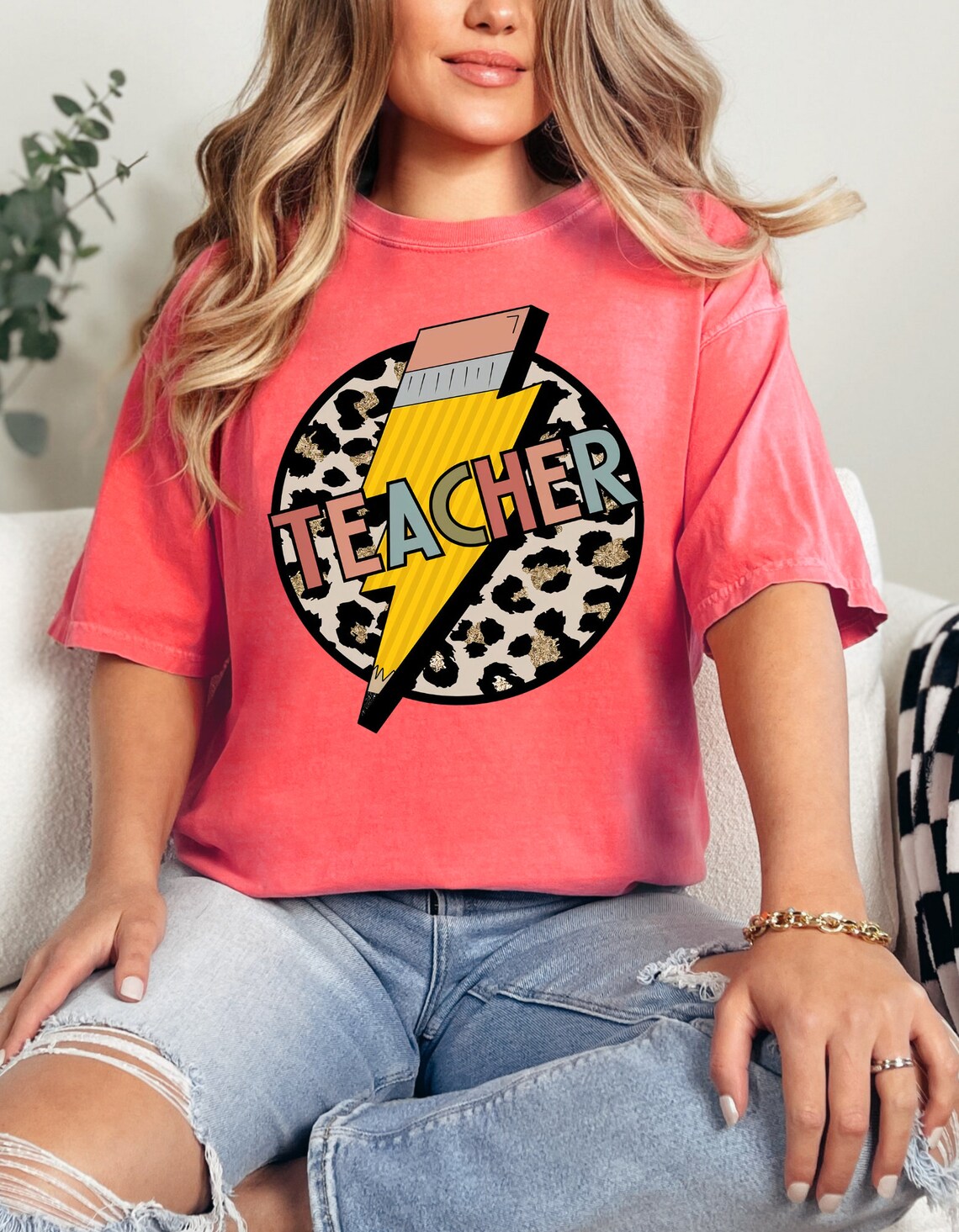 Teacher Shirt, Lightning Bolt Pencil, Cheetah Print, Back to School ...