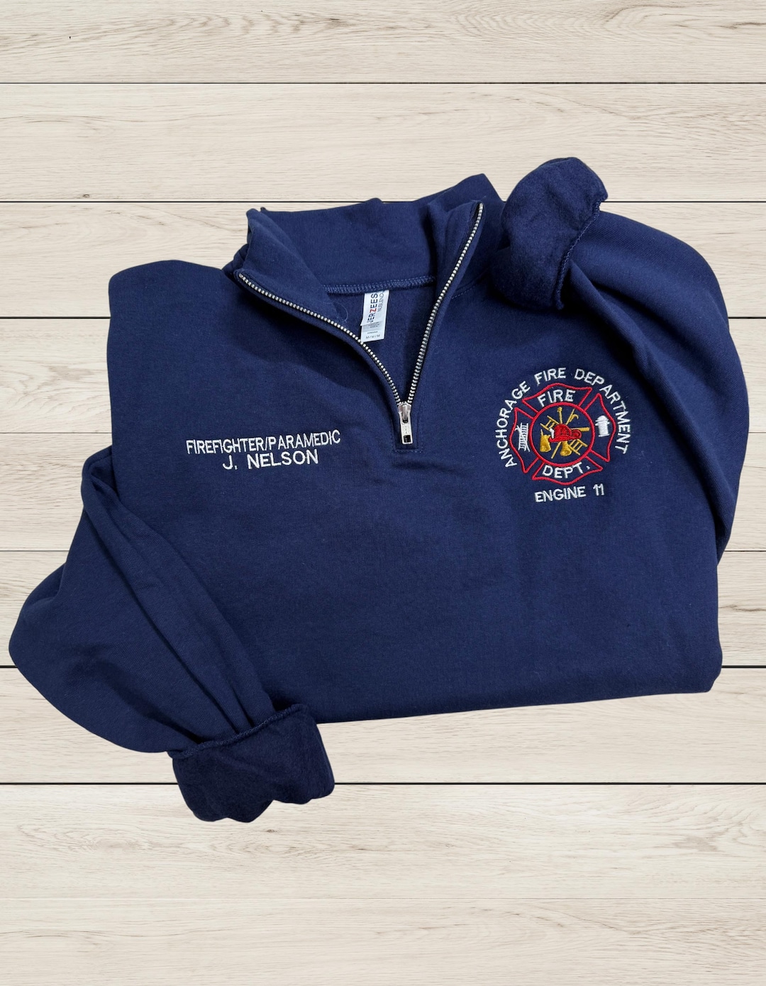 Embroidered Custom Firefighter Quarter Zip Sweatshirt, Rescue, Fire, 1/ ...