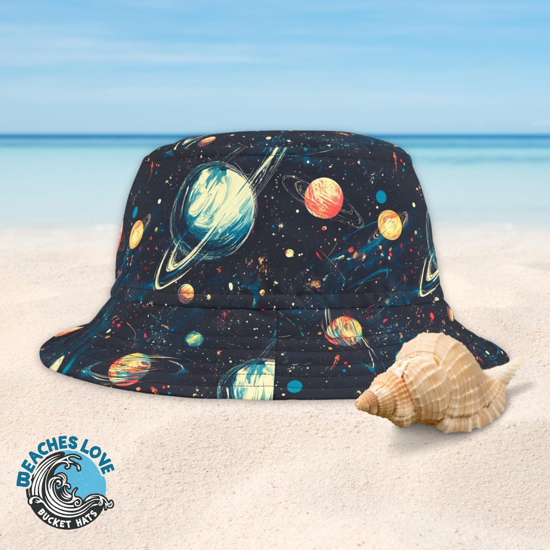 Space Planets Bucket Hat- Solar System Galaxy Cap, Astronomy Outdoors ...
