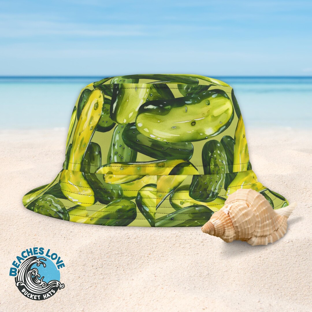 Pickle Bucket Hat- Novelty Pickle Design, Foodie Gift, Funny Summer ...