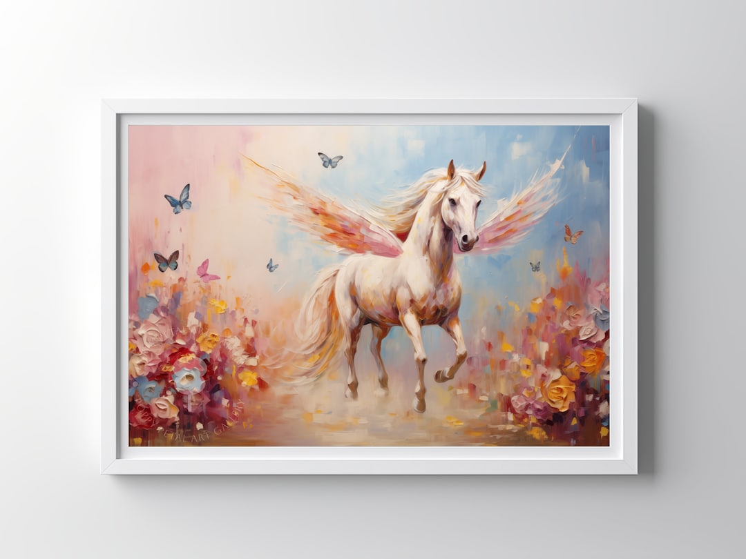 Majestic Pegasus Digital Wall Art, Sunset Wings, Magical Butterfly ...