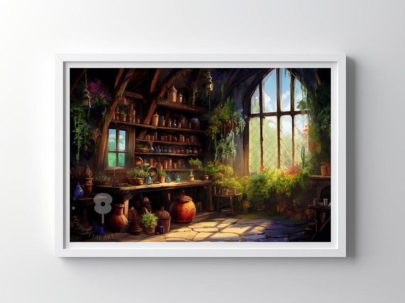 Whimsigoth Cottage Digital Wall Art, Whimsical Enchanting Fantasy ...