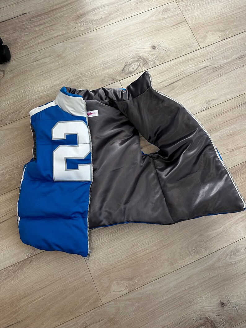 Custom Sports Puffer Vest CROPPED W/pockets Upcycled - Etsy