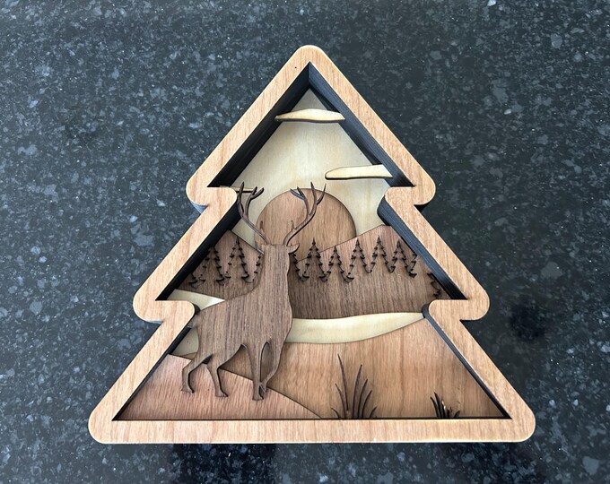 3D Layered Art Tree With Nature Scene Cabin Decor, Gift for Nature ...