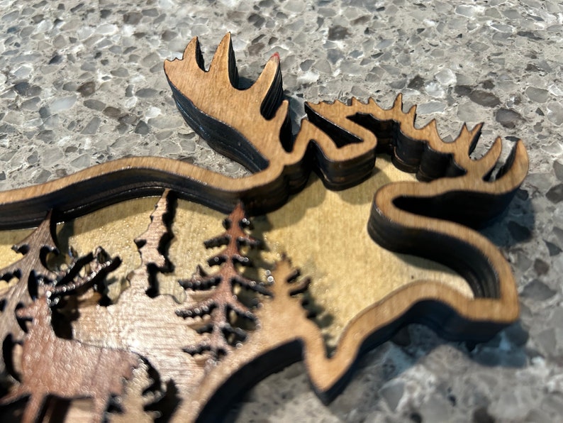 3D Layered Art - Elk With Nature Scene - Cabin Decor, Gift for Nature ...