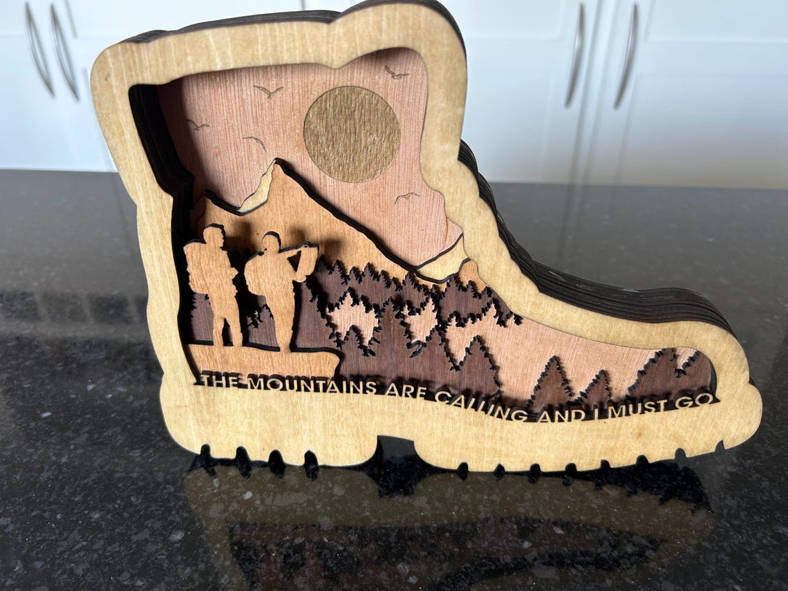 3D Layered Art - Hiking Boot With Nature Scene - Cabin Decor, Nature ...