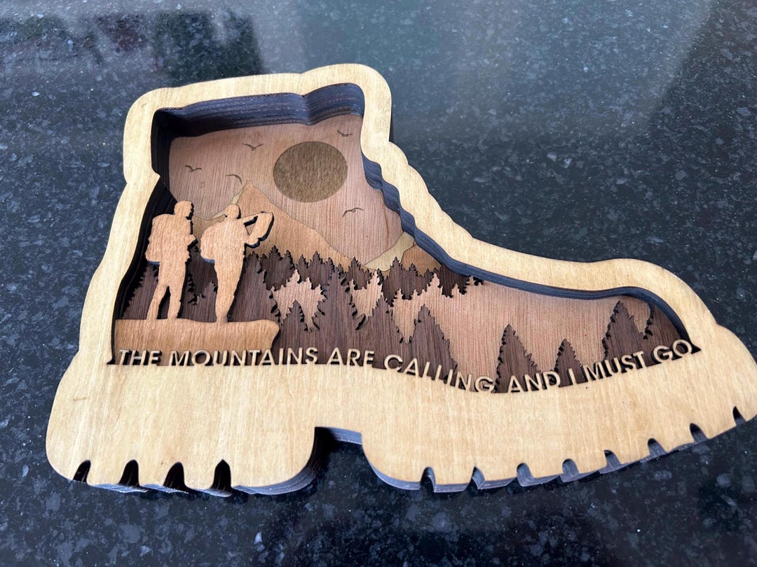 3D Layered Art - Hiking Boot With Nature Scene - Cabin Decor, Nature ...