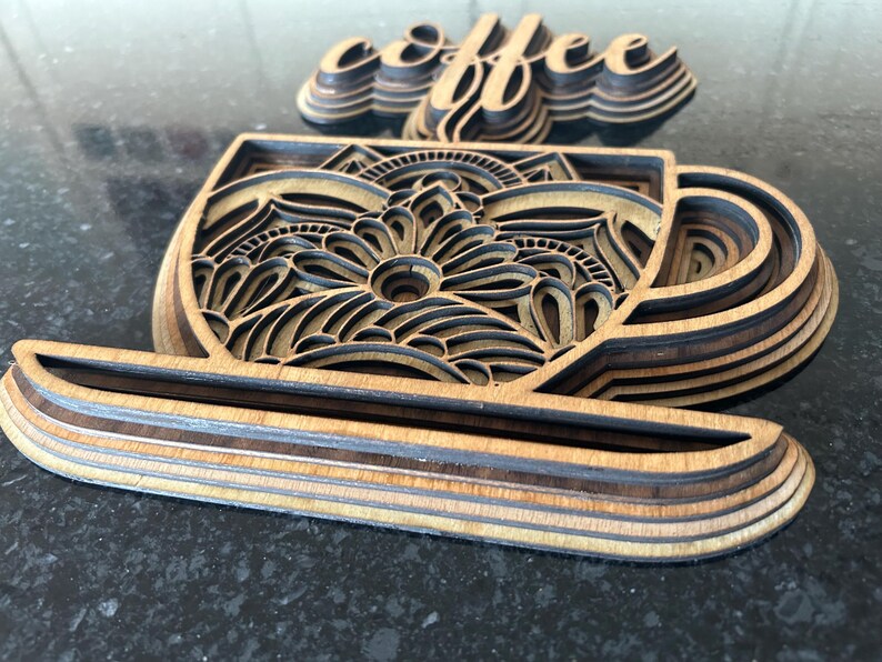 3D Layered Art - Coffee 10x11 In., Laser Cut Wall Art, Gift ...