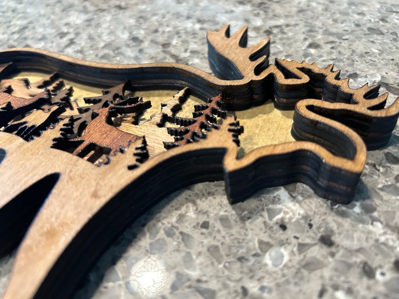 3D Layered Art - Elk With Nature Scene - Cabin Decor, Gift for Nature ...