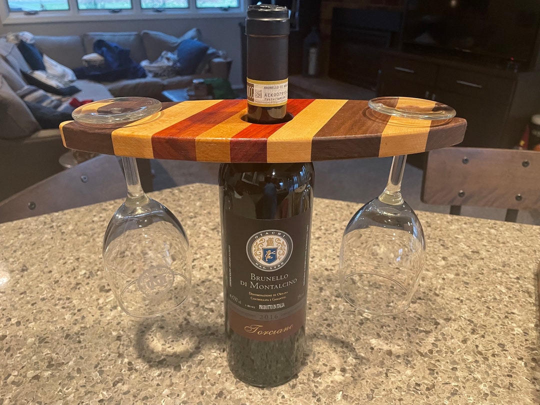 Wood Wine Glass Caddy 2 Glass Home Decor, Entertaining, Wine Lover ...