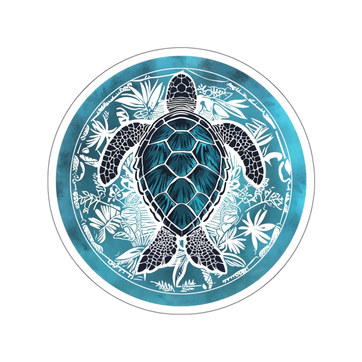 Oceanic Oasis Turtle Vinyl Sticker - Etsy