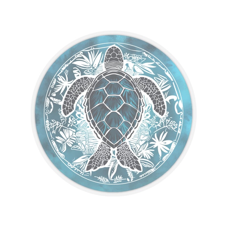 Oceanic Oasis Turtle Vinyl Sticker - Etsy