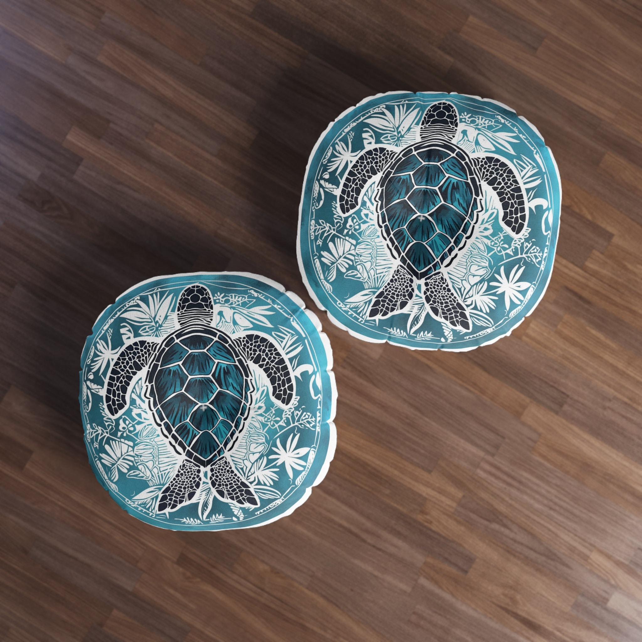 Aqua Marine Sea Turtle Tufted Floor Pillow, Round - Etsy