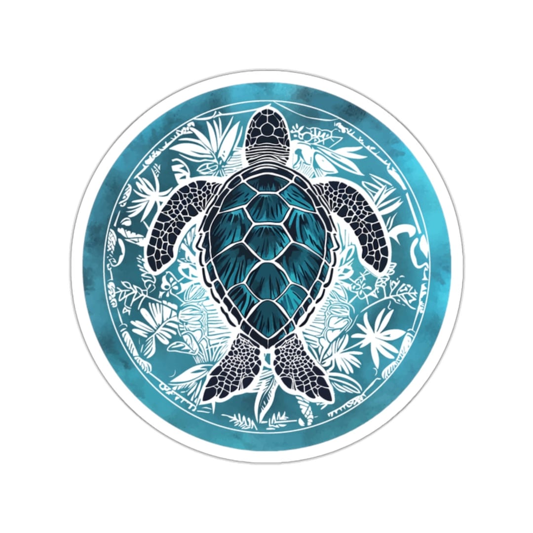 Oceanic Oasis Turtle Vinyl Sticker - Etsy