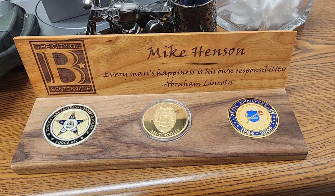 Custom Wooden Name Plaque With Challenge Coin Holder – Honor and ...