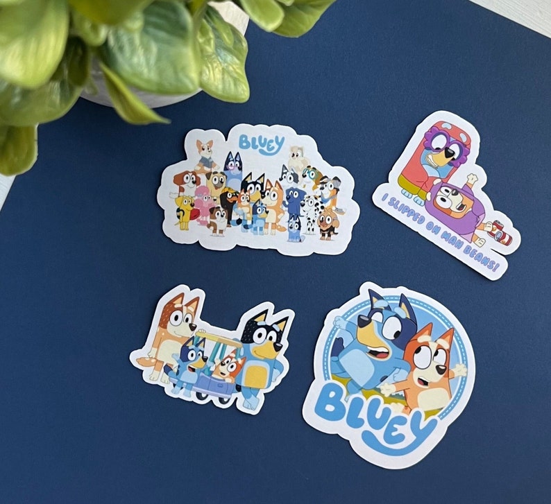 Bluey Stickers Set of 4, Bluey and Bingo Stickers, Bluey Party Favors ...
