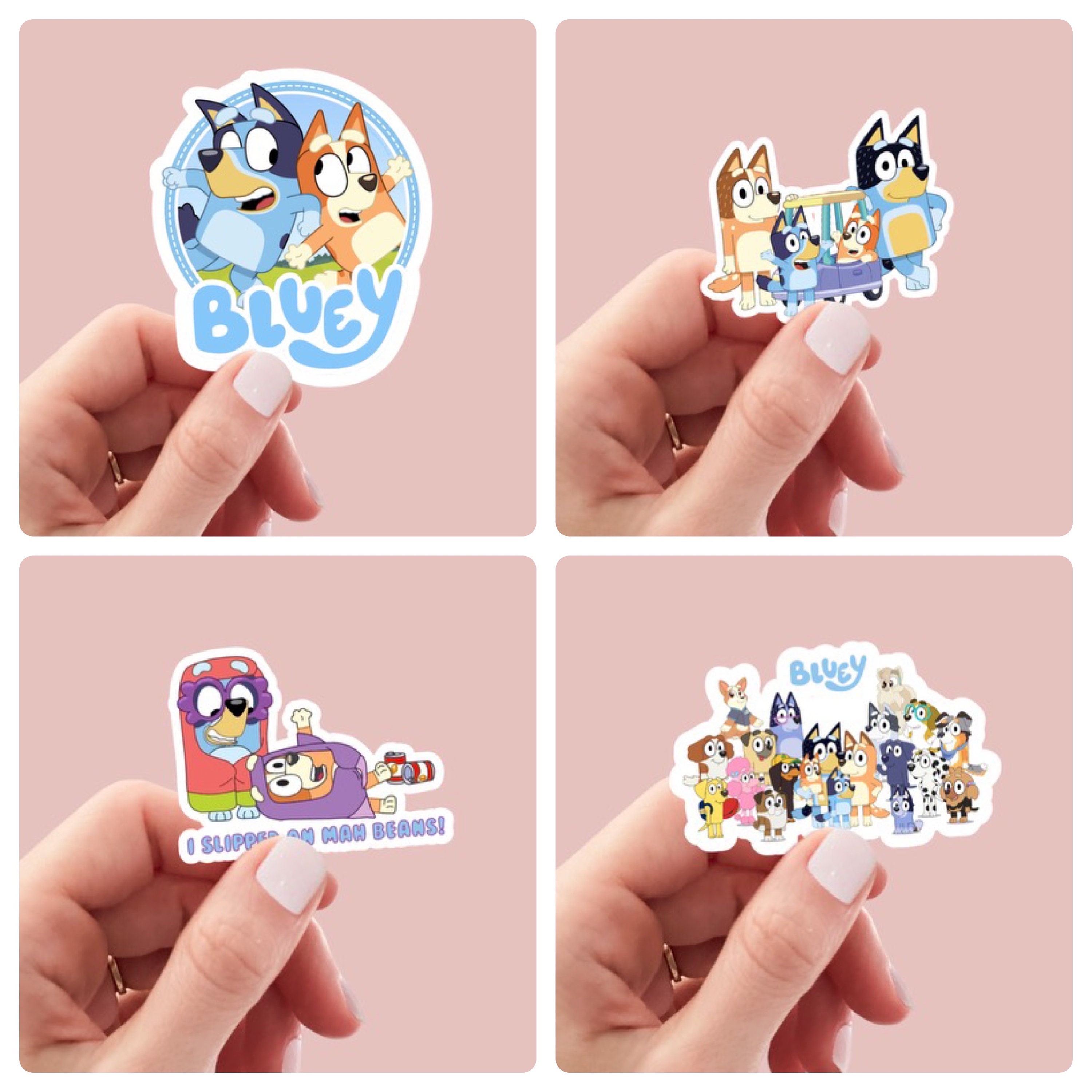 Bluey Stickers Set of 4, Bluey and Bingo Stickers, Bluey Party Favors ...