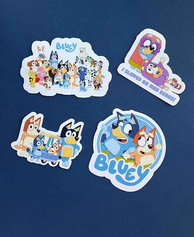 Bluey Stickers Set of 4, Bluey and Bingo Stickers, Bluey Party Favors ...