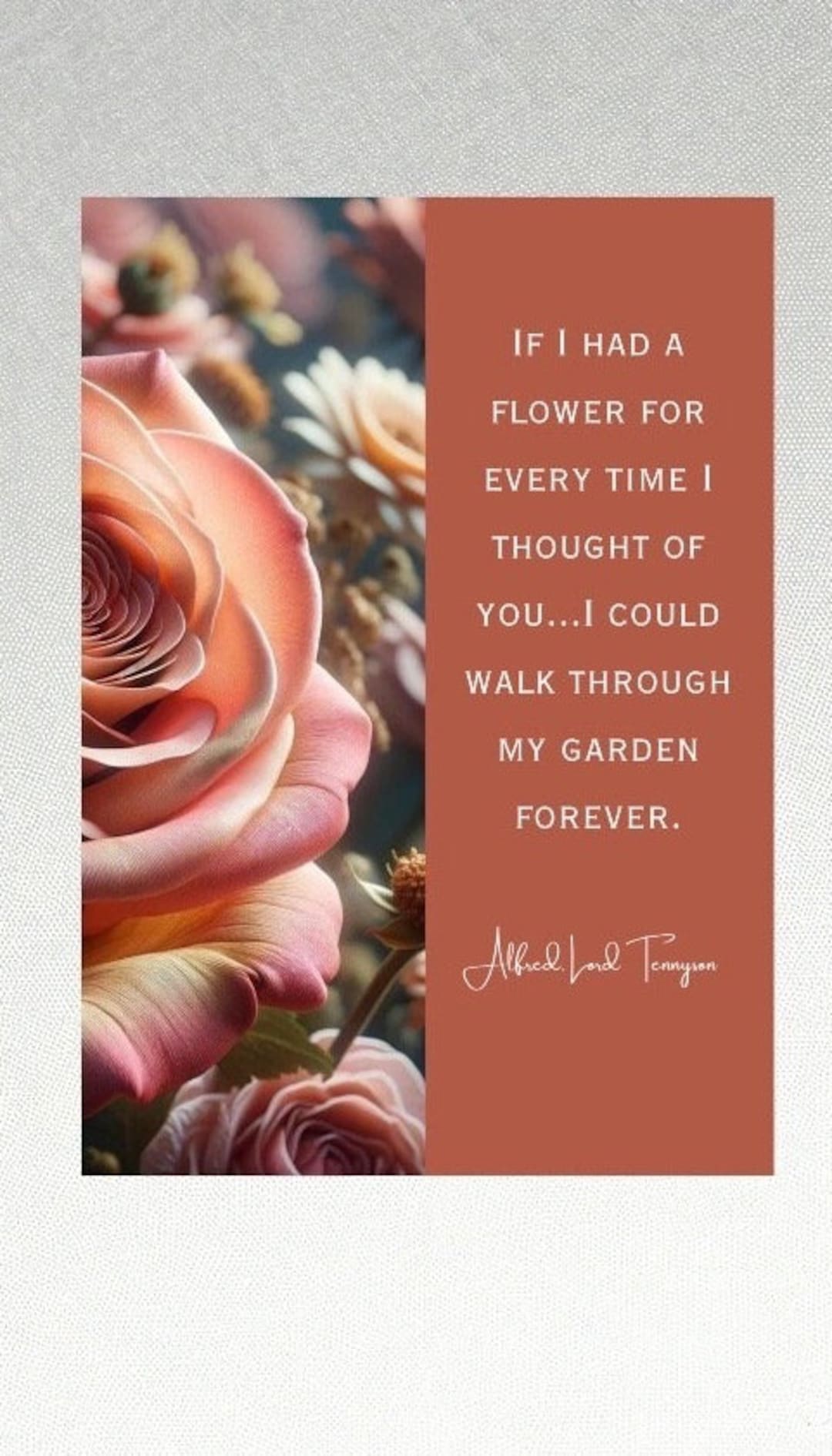 Alfred Lord Tennyson Floral Quote Print Romantic Garden Forever Wall ...