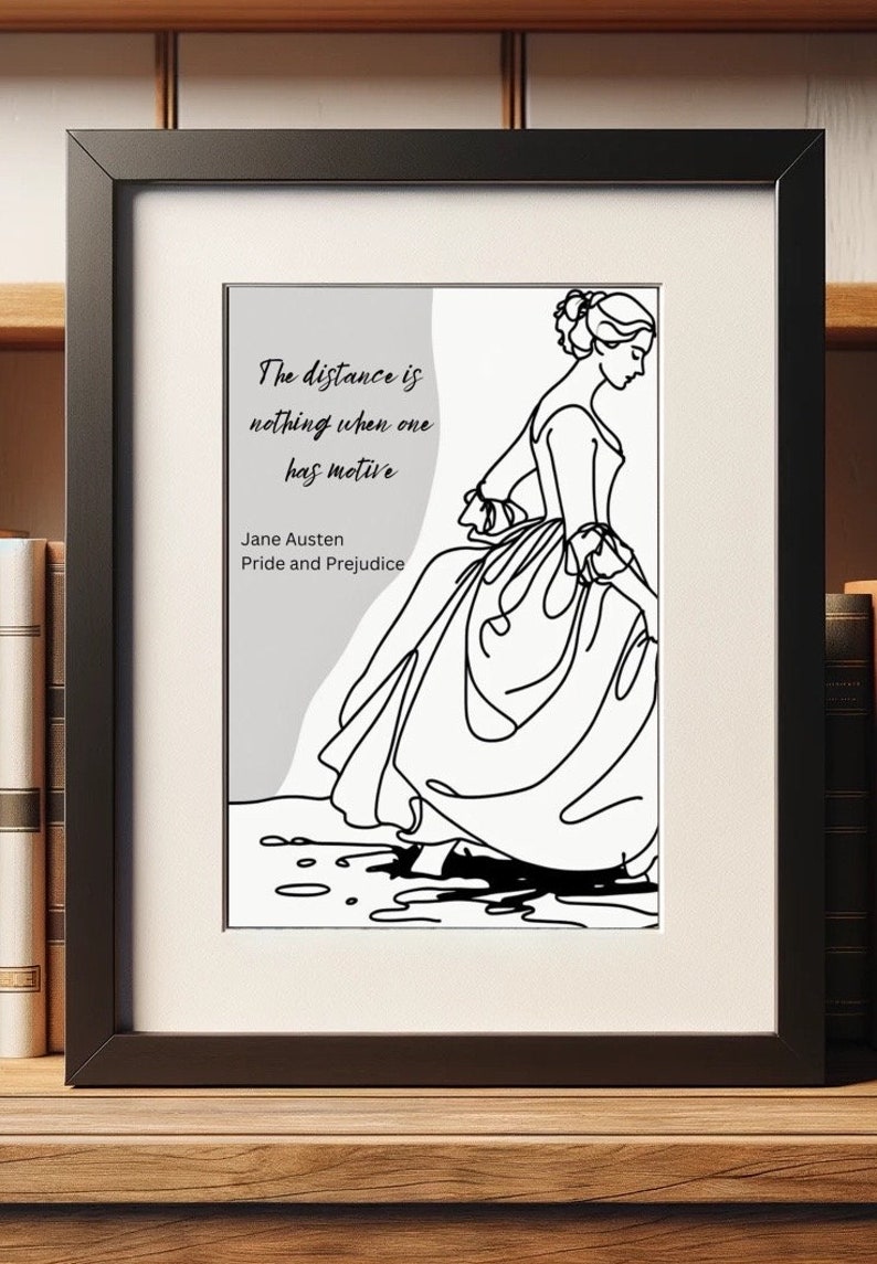 Jane Austen Quote Wall Art Pride and Prejudice Literary Print Classic ...
