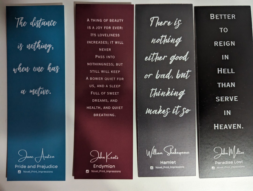 Classic Literature Bookmark Set Jane Austen, John Keats, Shakespeare ...