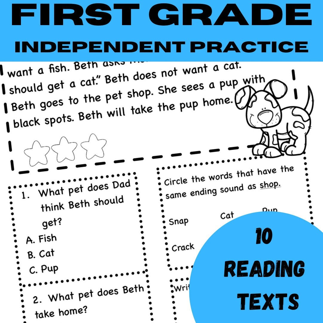 First Grade Reading Practice 10 Passages - Etsy