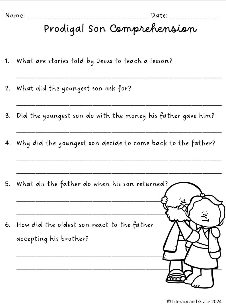 Parable of the Prodigal Son Lesson Activity Packet KJV - Etsy