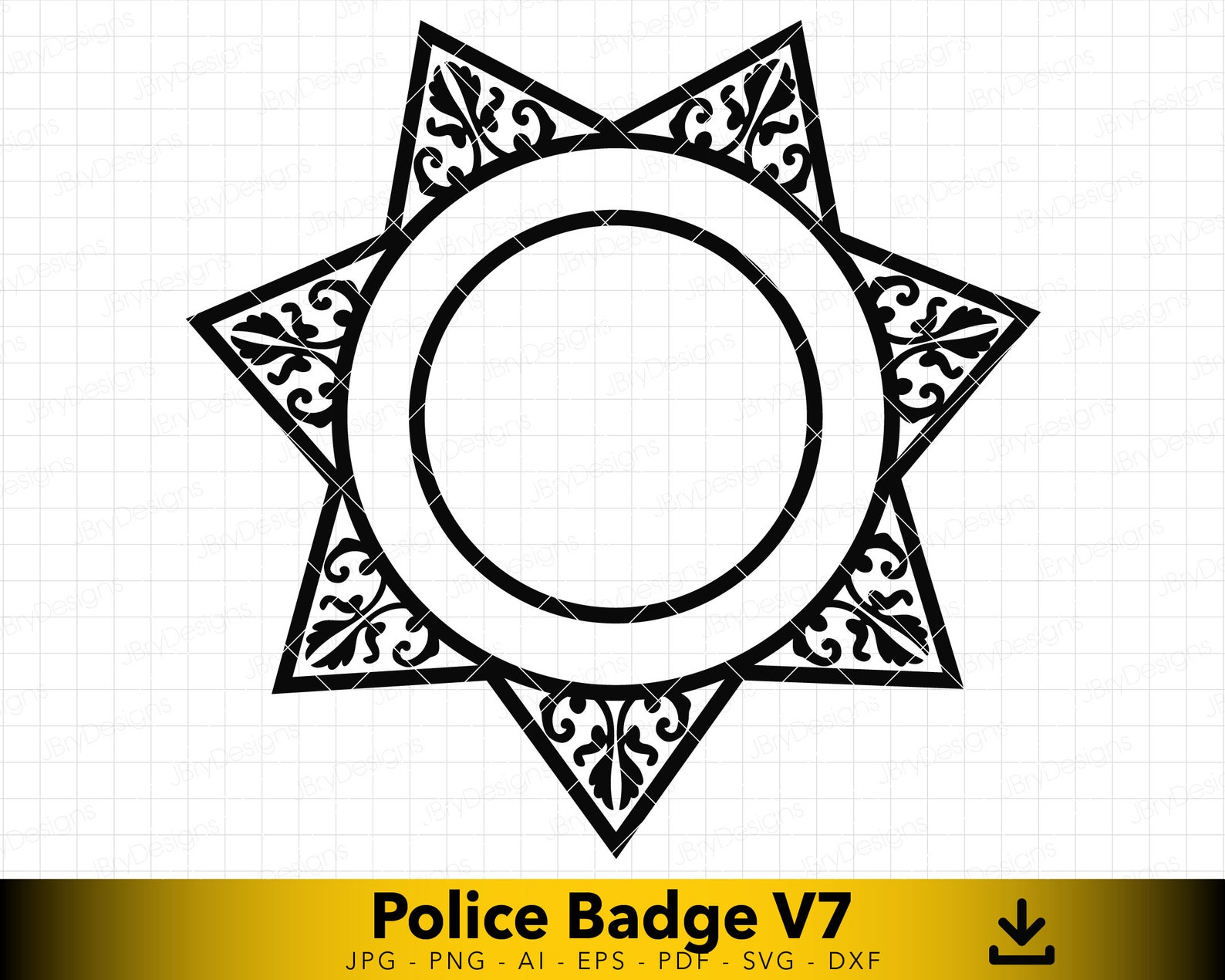 Blank Police Badge Svg, 7 Pointed Star Police Badge Svg, Police Officer ...