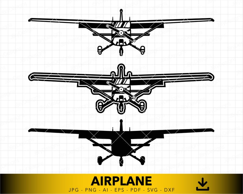 Airplane Svg, Light Aircraft Silhouette, Small Plane Dxf, Airplane ...