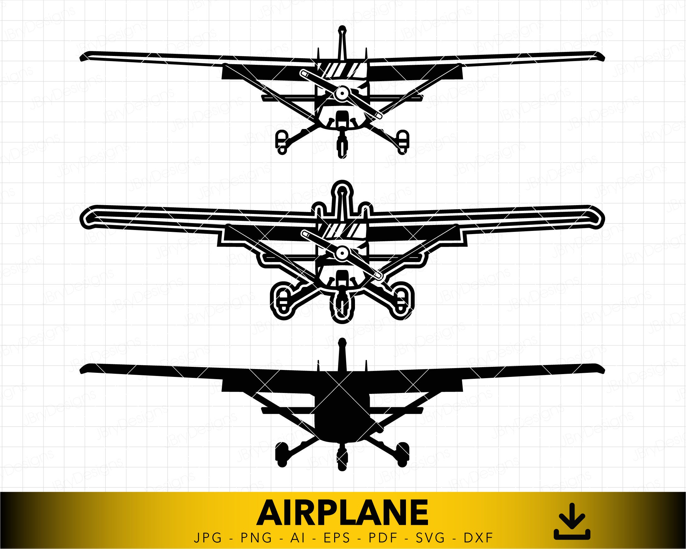 Airplane Svg, Light Aircraft Silhouette, Small Plane Dxf, Airplane ...