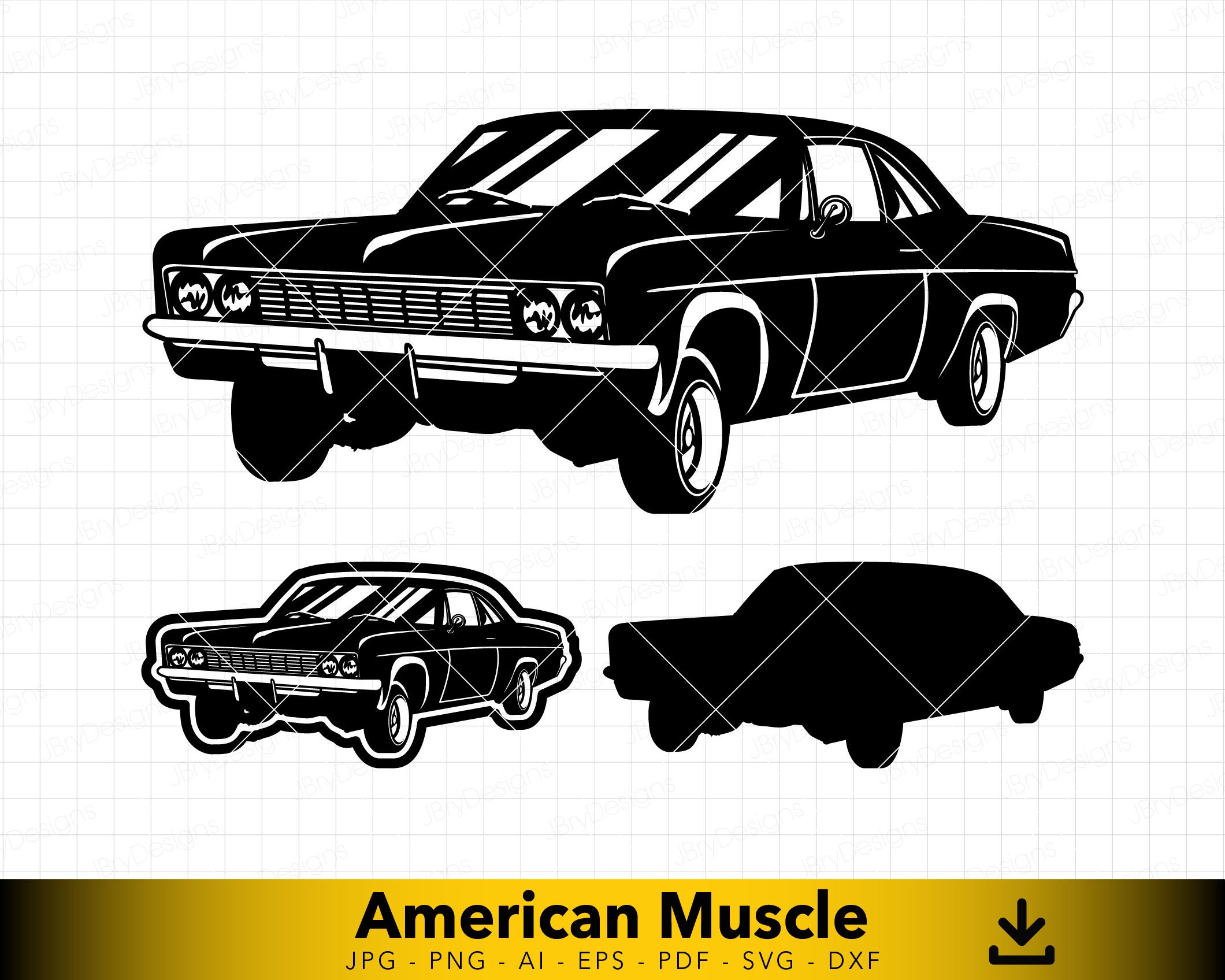Classic Auto Svg, Vintage Car Svg, Car Silhouette, Old School Car Dxf ...