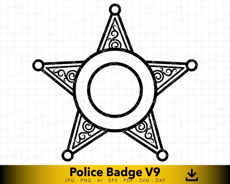 Blank Officer Badge Svg, 5 Pointed Star Police Badge Svg, Police ...