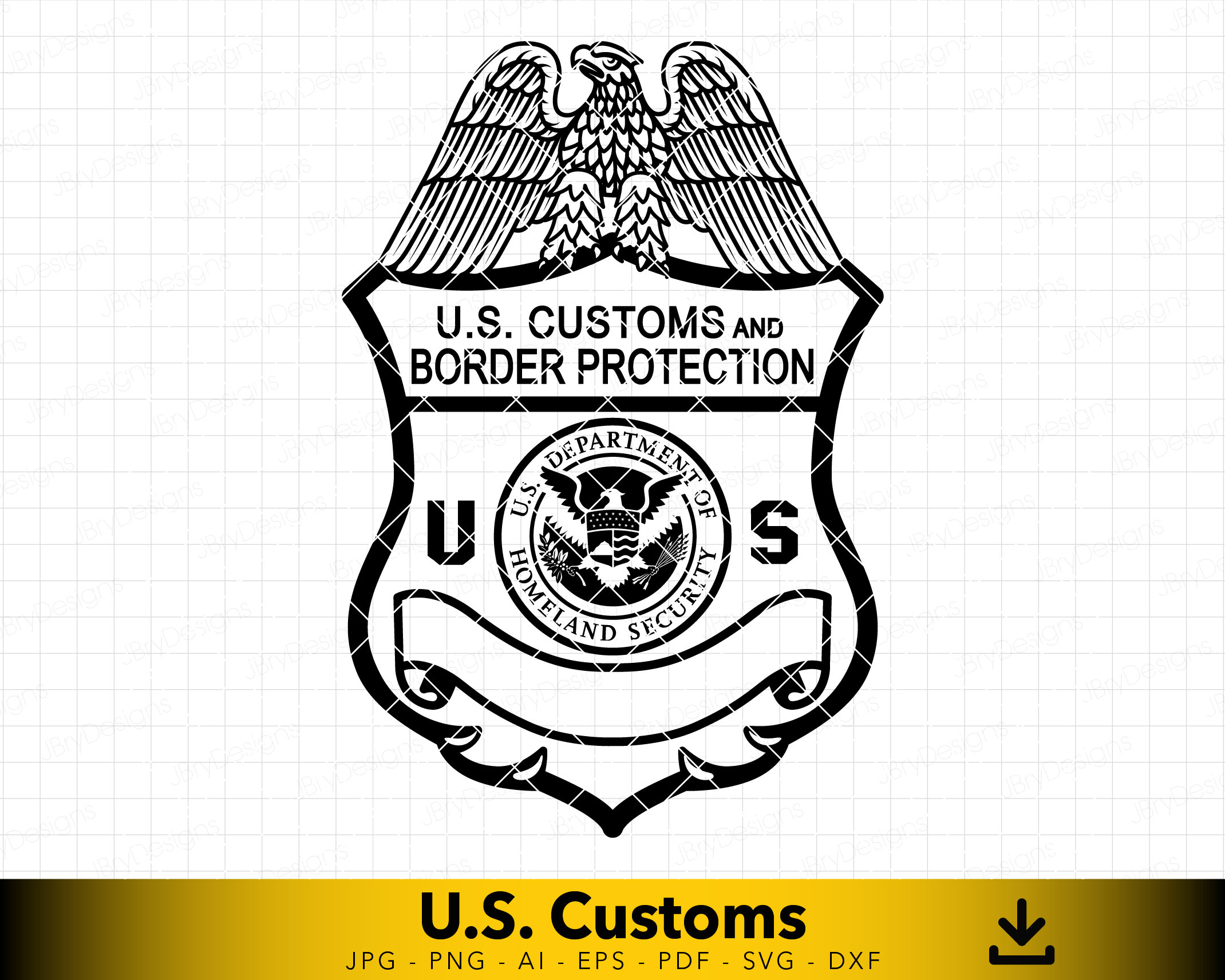US Border Patrol Badge Svg, Homeland Security Silhouette, CBP DHS Dxf ...