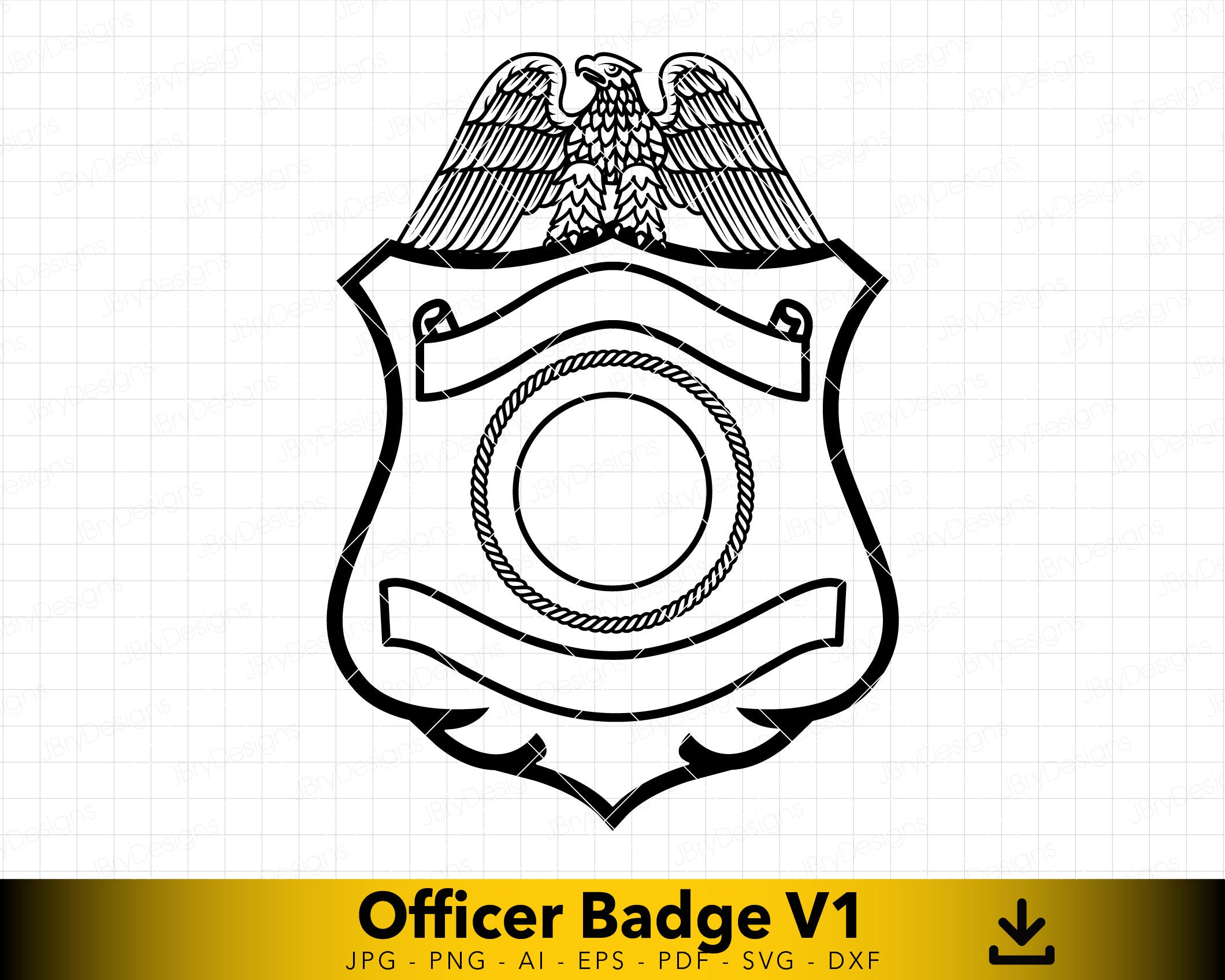 Blank Officer Badge Svg, Eagle Above Badge Svg, Police Officer Svg ...
