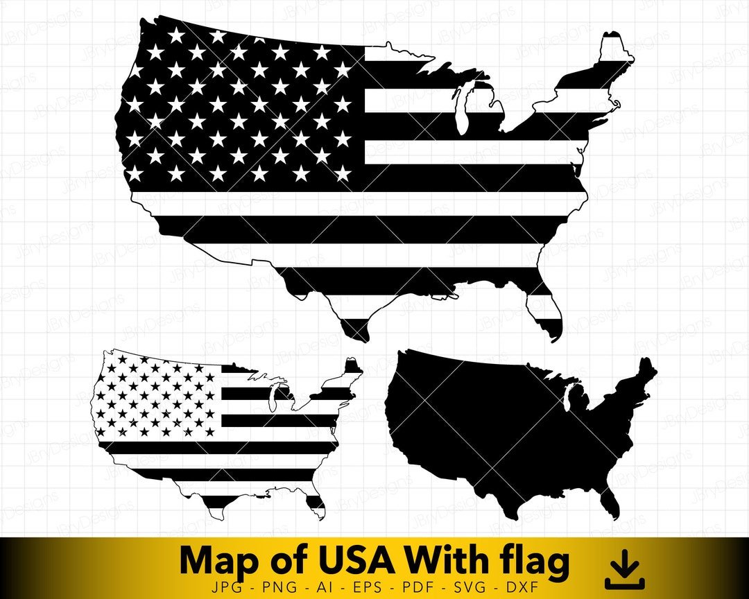 United States Map Svg, United States Svg, United States Map With Flag ...