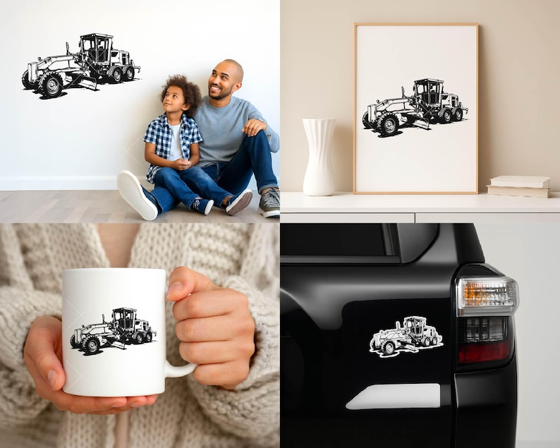 Motor Grader SVG, Road Construction Work Equipment Illustration, Side ...