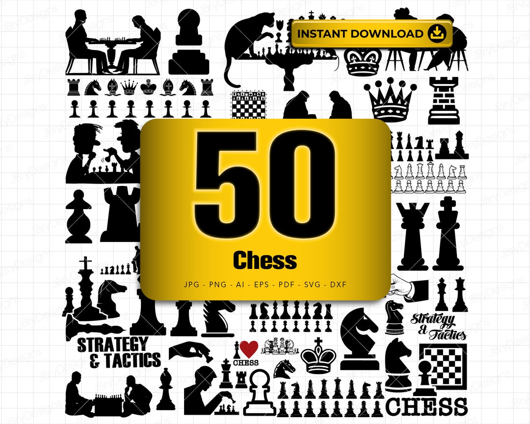 Chess Svg, Pack 50 Chess Svg, Chess Silhouette, Sport Svg, Chess Player ...
