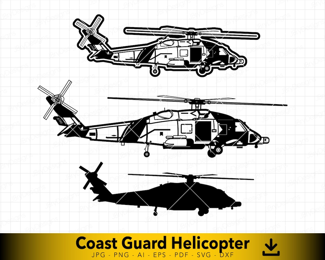Coast Guard Helicopter Svg, Coast Guard Svg, Helicopter Silhouette ...