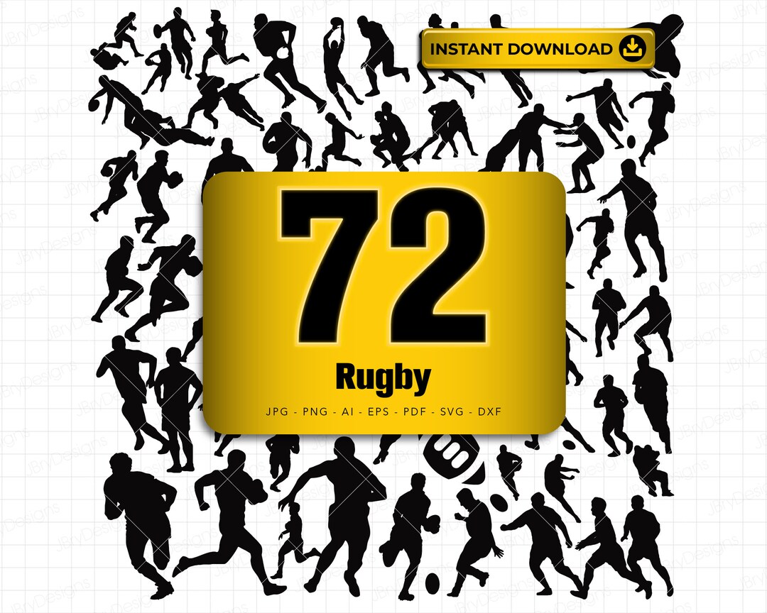 Rugby Svg, Pack 70 Rugby Svg, Rugby Silhouette, Sport Svg, Rugby Player ...