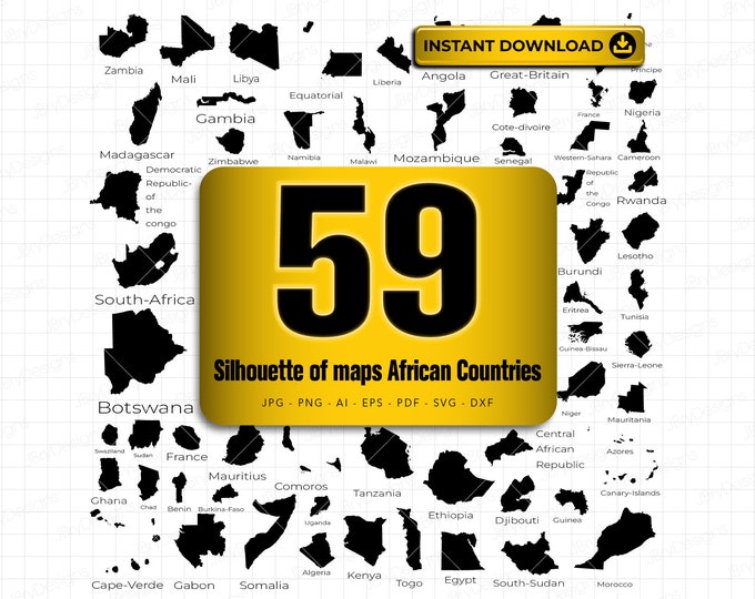 Africa Map Color-coded With Named Countries on Separated Layers ...