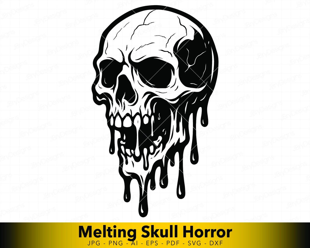 Dripping Skull SVG, Melting Skull Side Profile Vector, Horror Gothic ...