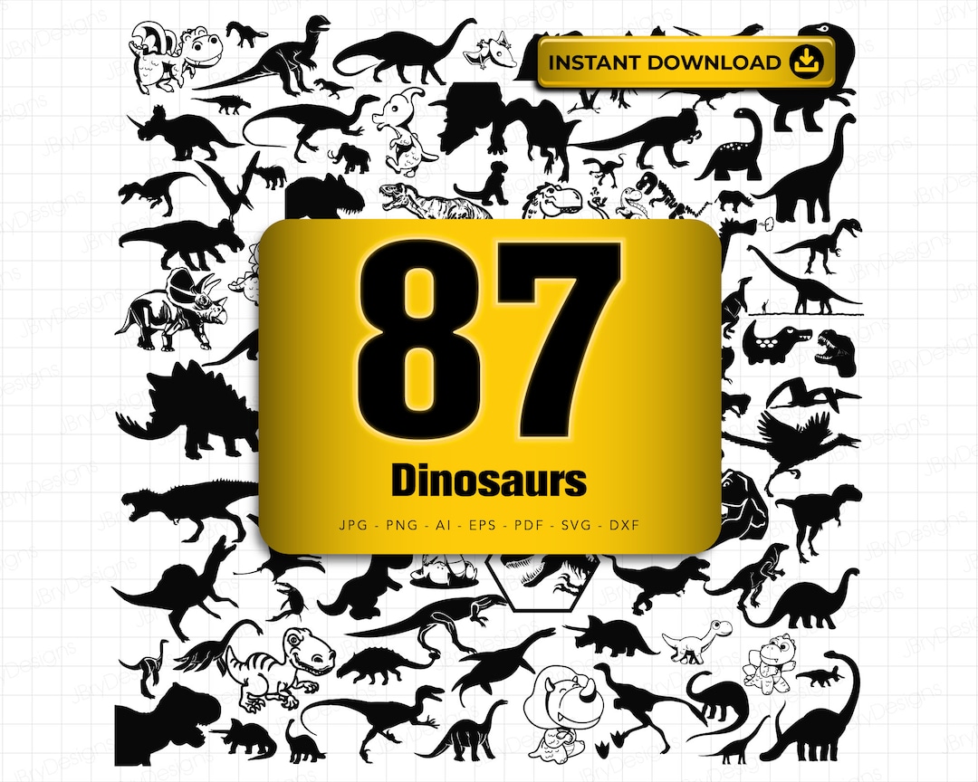 Dinosaur Svg, Pack of 80 Dinosaur Svg, Prehistoric Animal Svg, Dinosaur ...